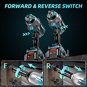 Uaoaii Cordless Impact Wrench 800Nm(590ft-lbs), 1/2 Battery Impact Gun Power Wrench w/ 2x 4.0Ah Batteries & Fast Charger, Sockets, Storage Tool Box & Variable Speeds for Car Tire Mower, IW700