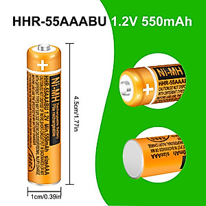 4 Pack HHR-55AAABU NI-MH Rechargeable Battery for Panasonic 1.2V 550mAh AAA Battery for Cordless Phones
