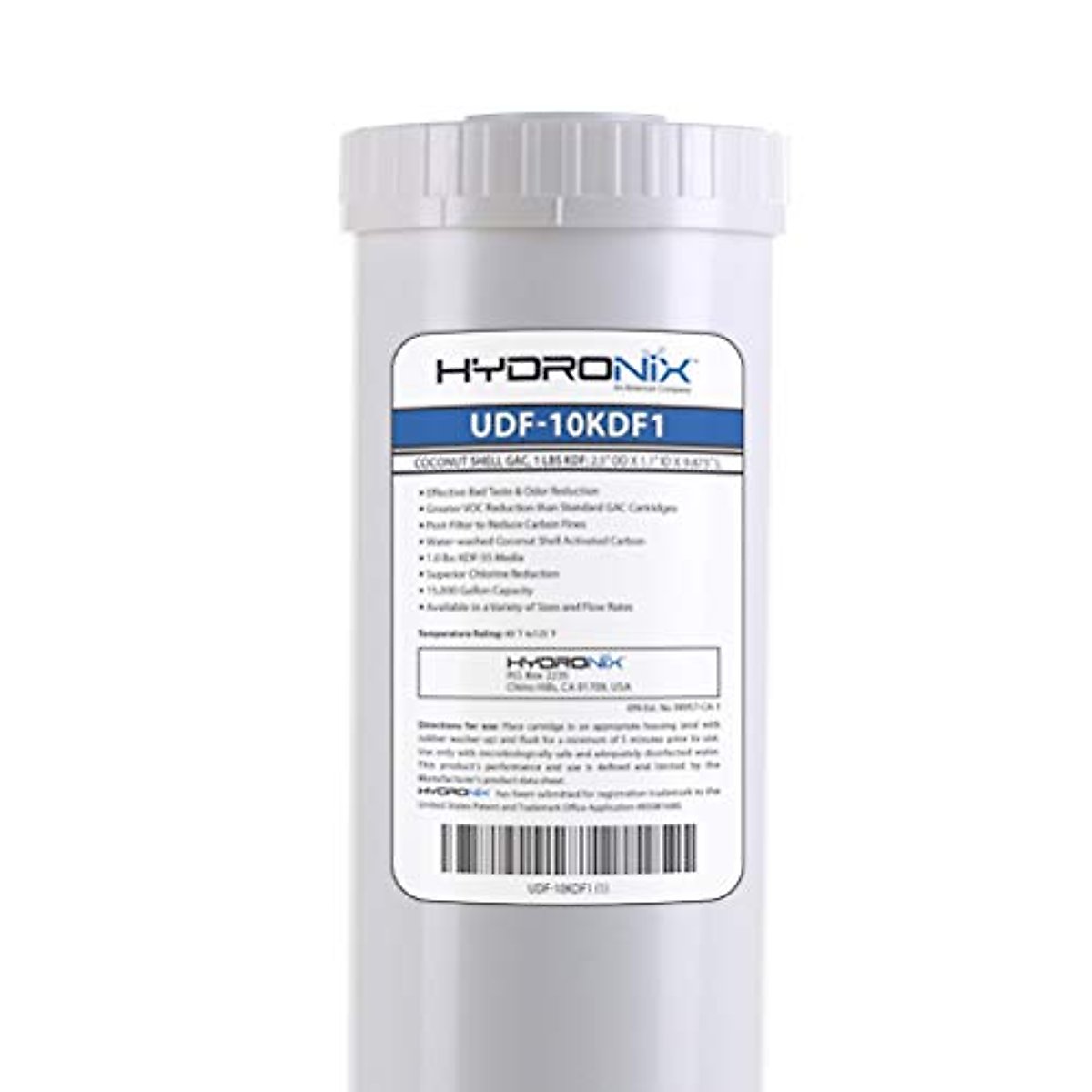 Hydronix UDF-10KDF1 Chlorine, CTO, Heavy Metals, Bacteria & Scale Reduction Water Filter w/ 1 lb KDF, 2.5" x 10"