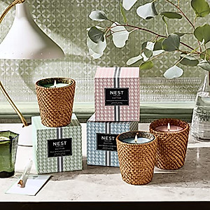 NEST Fragrances Driftwood & Chamomile Scented Classic, Long-Lasting Candle for Home with Rattan Sleeve, 8 Oz