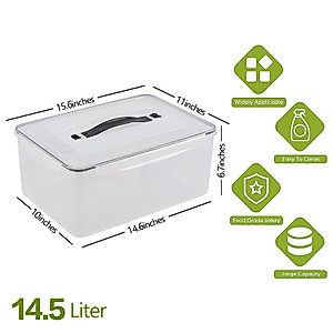 Doryh 14.5 L Clear Storage Bin with Sealed Lid, 4 Packs Plastic Airtight Food Storage Box