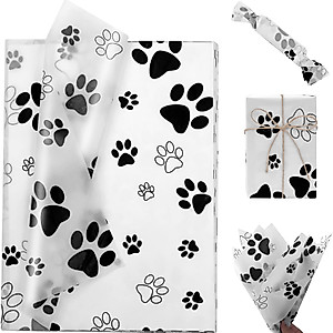 100 Sheets Dog Paw Print Tissue Paper Puppy Paws Gift Wrap Tissue Paper for Gift Bags Wrapping and DIY Crafts (Dog Paw)