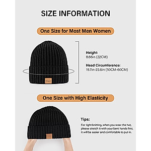 Nertpow Men's 3-Pack Thermal Fleece Lined Knit Beanie Hats for Winter