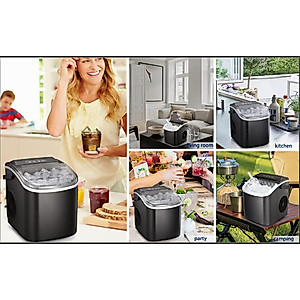 Xbeauty Ice Makers Countertop,Protable Ice Maker Machine with Self-Cleaning, 26Lbs/24H,9 Ice Cubes/8 Mins, Ice Scoop, and Basket for Home/Kitchen/Office/Party-Black