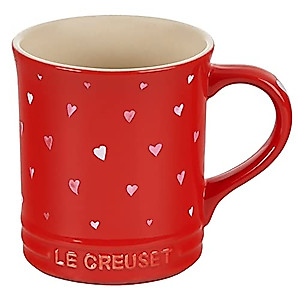 Le Creuset L'Amour Collection Stoneware 14oz Mug, Cerise with Heart Applique