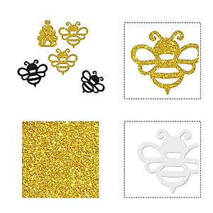 Ambishi 120pcs Bumble Bee Confetti, Bee Theme Birthday/Baby Shower/Wedding/Bridal Shower Party Decoration, Bumble Bee Paper Confetti Table Scatters Decoration