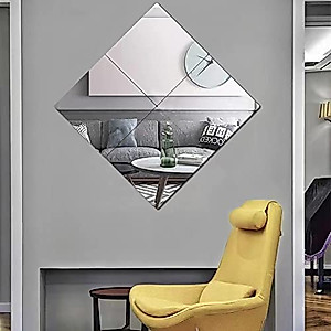 Jitejoe Wall Mirror Tiles,8''x8''x4PCS,Full Length Tiles,Flexible Full Body Mirror for Bedroom,Living Room,Acrylic Wall-Mounted Mirrors,Frameless Tiles (8''x8''-4PCS)
