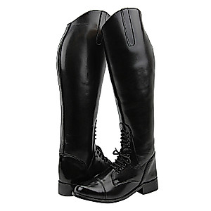 Hispar Women Ladies GRANDUER Pull On Leather English Field Boots Horse Back Riding Equestrian - Black 10.5 REGULAR CALF