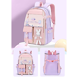 Cute Backpack Kawaii Waterproof Laptop Backpack Purple Medium