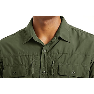 MAGCOMSEN UV Protection Shirts for Men Fishing Shirts for Men Long Sleeve Shirts for Men Hiking Shirts Work Shirts Army Green XL