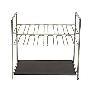 Organize It All 6 Pair Boot Rack | Dimensions: 27.76 x 10.63 x 25.12 | Stackable | Space Saving | Closet Storage |Durable| Sliver | Brown
