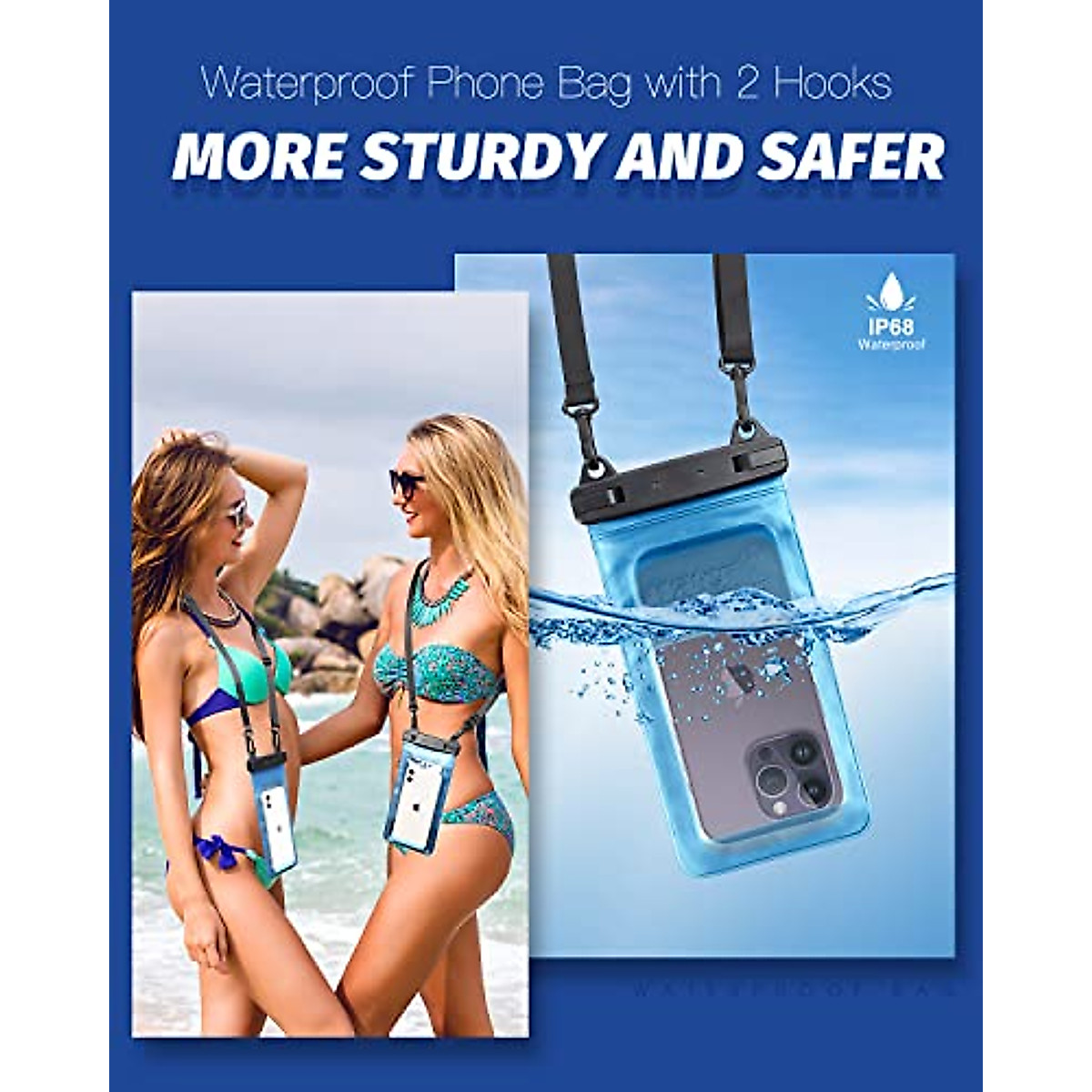 Luxtude Waterproof Dry Bag for Women Men, 5L Waterproof Backpack with Phone Case, Roll Top Floating Marine Dry Bags for Kayaking, Travel, Hiking, Swimming, Boating, Camping, Beach etc. (Blue)