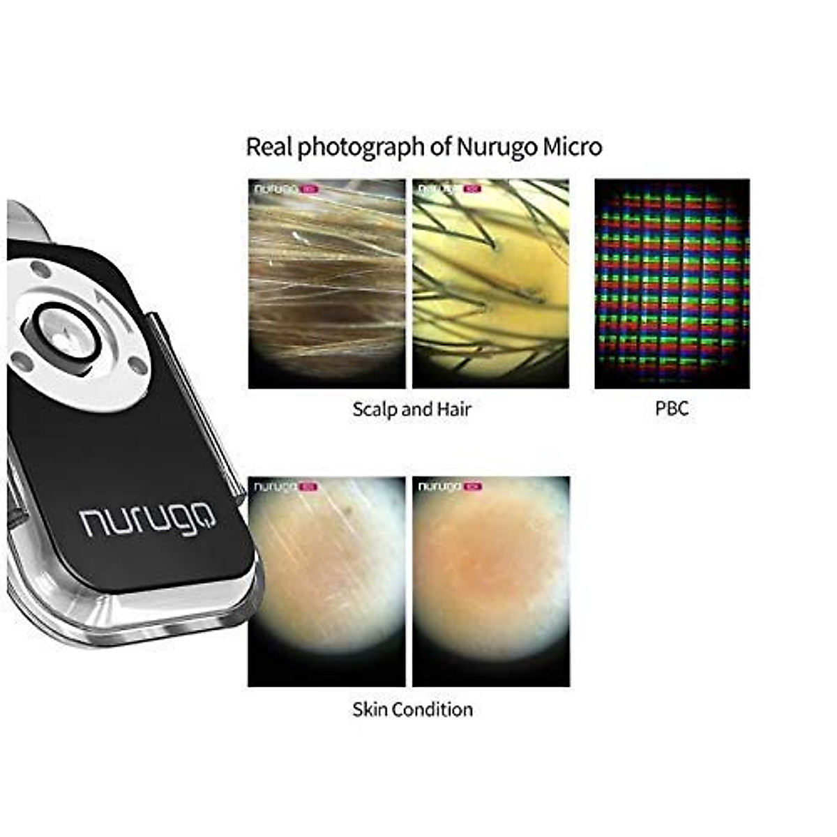 Nurugo Micro Smartphone Microscope (Silver) 400X Magnification Including Brackets for iPhone - Share Media with The Nurugo Application(Android & iOS) (Silver)