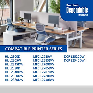 TN660 High-Yield Black Toner Cartridge, TN660 4PK, Replacement for Brother TN-660 TN-630 Toner for HL-L2300D HL-L2380DW HL-L2320D DCP-L2540DW HL-L2340DW HL-L2360DW MFC-L2720DW Printer…