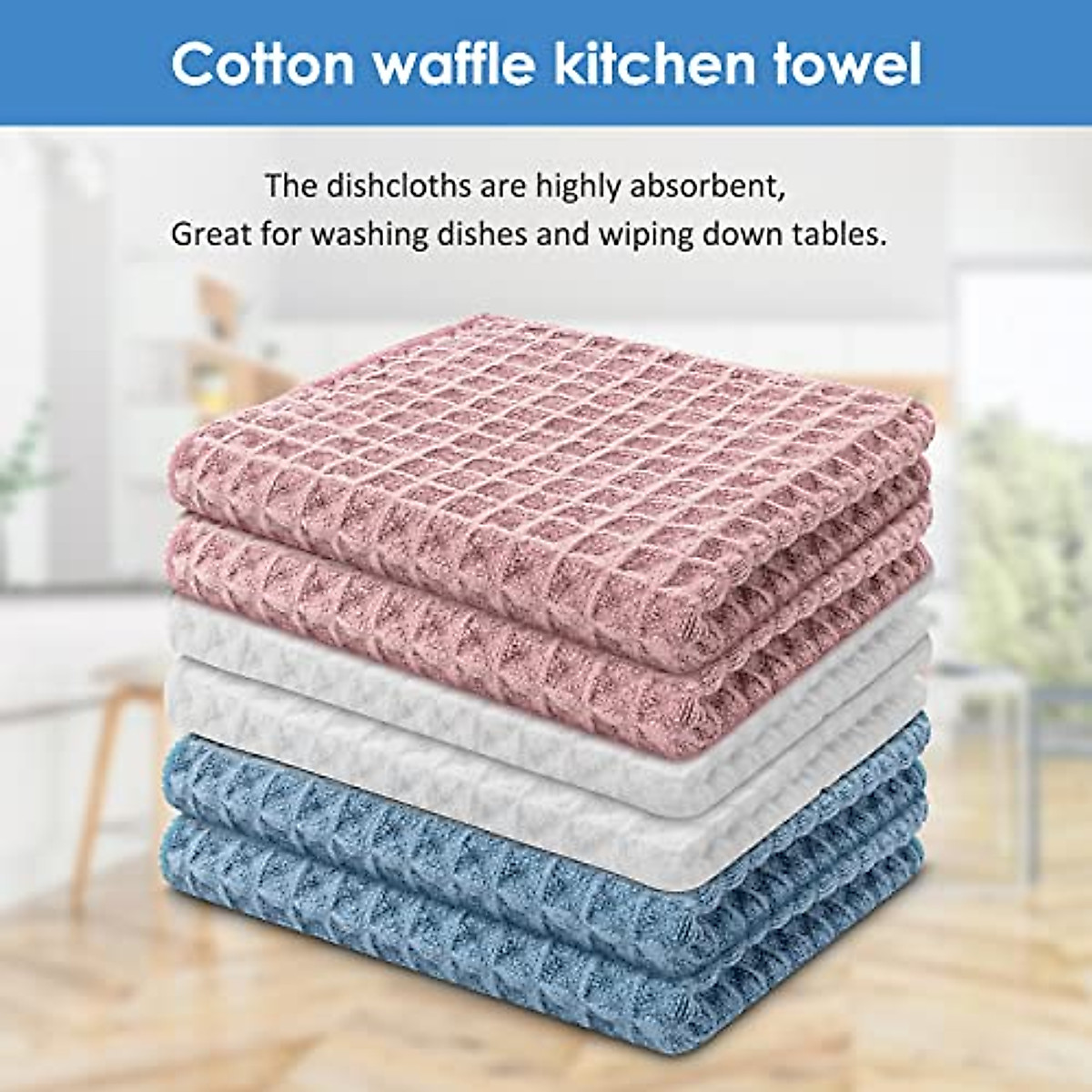 6 PC sdish Towels for Kitchen, Reusable Dish Cloths，12" x 12"Dish Towels for Washing Dishes ，Highly Absorbent Tea Towel,Premium Dish Rags_Suitable for Kitchen Bathroom and Cleaning Counters