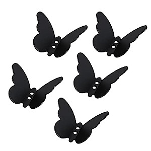 Surakey Wall Hooks 5 Pcs,Coat Hooks, Stainless Steel Hook, Luggage Key Hook, Bathroom Kitchen Dining Room,Indoor and Outdoor Hooks Butterfly Clothes Hook Towels Wall Hook Decoration, Black