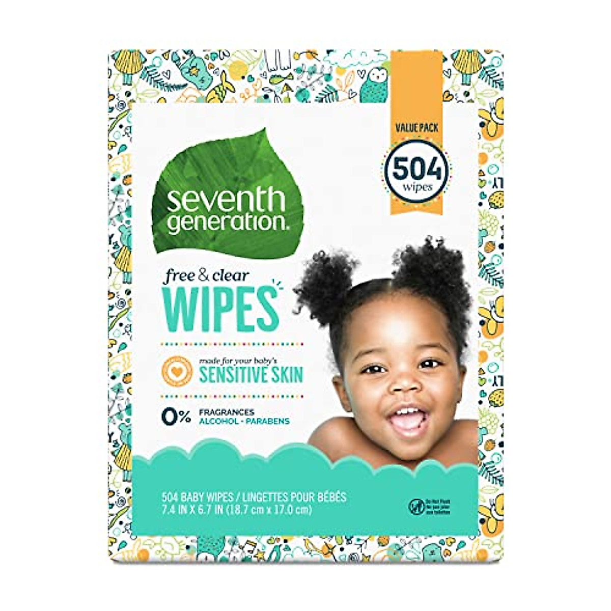 Seventh Generation Baby Wipes with Snap Seal Sensitive Protection Diaper Wipes 504 Count
