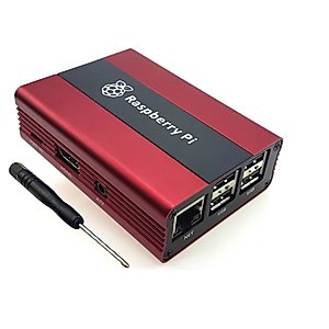 Eleduino Raspberry Pi 3 B+ Case, Raspberry Pi Aluminum Case for Raspberry Pi 3 B+, Pi 3 Model B, Pi 2 Model B (with Cooling Fan, Red)