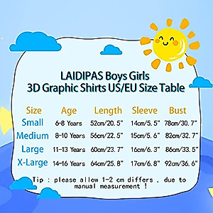 LAIDIPAS Boys Shirts Galaxy Space Tshirts Kids 3D Print Funny T-Shirts for Girls and Boys Size 8-10 Years
