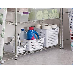 Sterilite 16228012 Small Ultra Plastic Storage Organizer Basket, White (24 Pack)