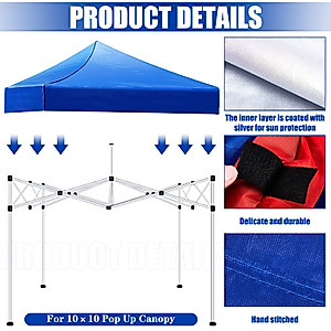 10x10 Canopy Replacement Top Cover, Canopy Top with Removable Side Walls, Waterproof Sunshade Top for Outdoor Garden Patio Picnic Camping (Brackets Not Included)(Blue)