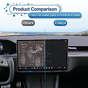 Coleya 2021 2022 2023 Model S/Model X Screen Protector for Tesla Model (Base/Long Range/Plaid) 17-inch Touch Screen, 2022 2023 Model S Model X Tempered Glass HD Transparent Protective Film
