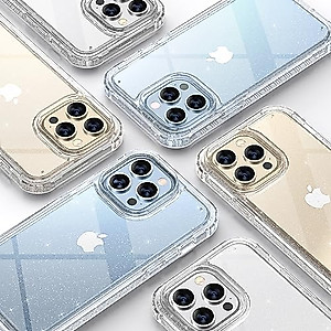 Diaclara Designed for iPhone 13 Pro Max Case [2023 New] Full Body Case with Built-in Touch Sensitive Anti-Scratch Screen Protector, Shockproof Phone Case for iPhone 13 Pro Max 6.7" (Clear Glitter)
