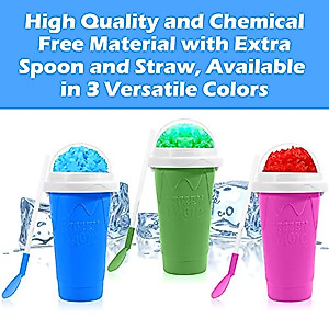 Ragnify Slushy Cup Slushie Maker Ice Cup Silica Cup Pinch Cup Summer Cooler Smoothies Cup Double Layer Squeeze Cup Slush Maker Cup Home DIY Smoothie Cup for Children and Adult (Green)