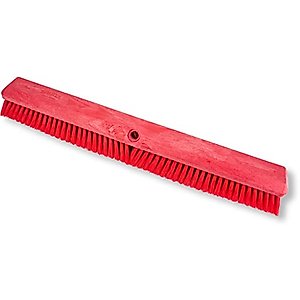 SPARTA 41891EC05 Omni Sweep Plastic Push Broom Head, Heavy Duty, Industrial Broom With Color Code System For Outdoor, Indoor, Garage, Concrete, Patio, Kitchen, Bathroom, 24 Inches, Red