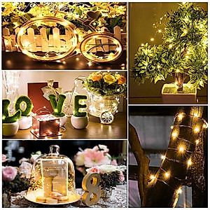 FELISHINE 20 Packs Fairy String Lights, 6.6FT 20 LEDs Battery Operated Silver Copper Wire Starry String Light for DIY Party Christmas Costume Wedding Easter Table Decorations (Warm White)