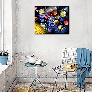 DIY Paint by Numbers, Planets in Space Paint by Numbers for Adults, Earth Art Painting Adult Paint by Numbers Kits on Canvas Starry Sky Nordic Style Paint by Numbers for Adults Beginner 16"x20"