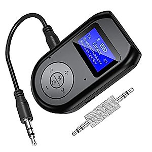 Bluetooth Transmitter Receiver, Wireless aux Bluetooth Adapter for TV/PC, Low Latency 4-in-1 Wireless Bluetooth 5.0 Audio AUX Adapter with Display Screen for Car/Home Stereo System, TV, PC