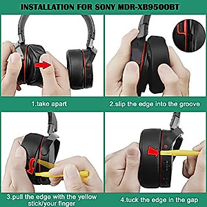 WADEO Replacement Ear Pads Earpads Cup Cover Memory Foam Cushion for Sony MDR-XB950BT XB950B1 XB950N1 XB950AP Bluetooth Wireless Headphones, 2 Pieces Black