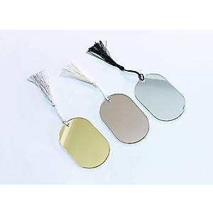 Yuxuanish Set of 12 Acrylic Luggage Tag,Mirrored Acrylic Place Cards Blanks with Tassels,DIY Oval Wedding Guest Name Cards,Acrylic Name Place Card (Silver Mirror)