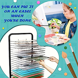 Wire Art Drying Rack for Classrooms Painting Crafts, Stackable Flexible Shelves Metal Steel Mobile Art Rack Artwork Canvas Storage Display Rack with Wheels for Art Studio (Size : 25 Shelves)