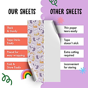 CENTRAL 23 - Birthday Wrapping Paper - Purple Gift Wrap Sheets - Cats and Hearts - 6 GiftWrap Sheets for Women Girls Female Teenage Kids