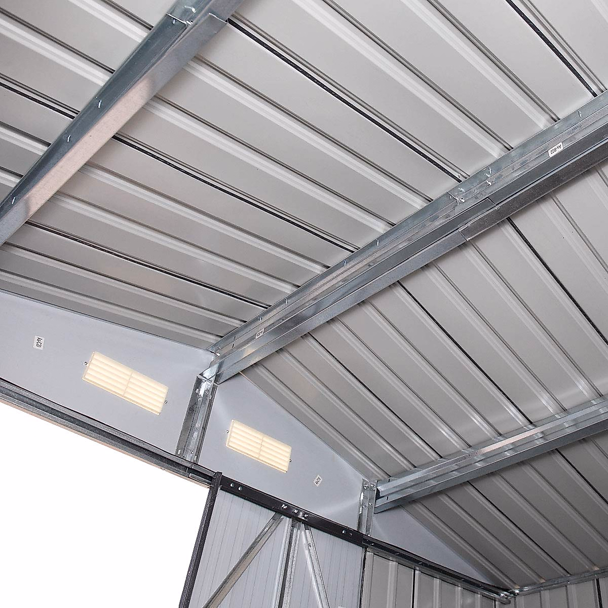 BWM.Co 6.3' x 9.1' Large Outdoor Backyard Storage Sturdy Garden Tool Shed Utility Lawn Building Organizer w/Gable Roof, Lockable Sliding Door, 4 Vents, Stable Base - Dark Grey