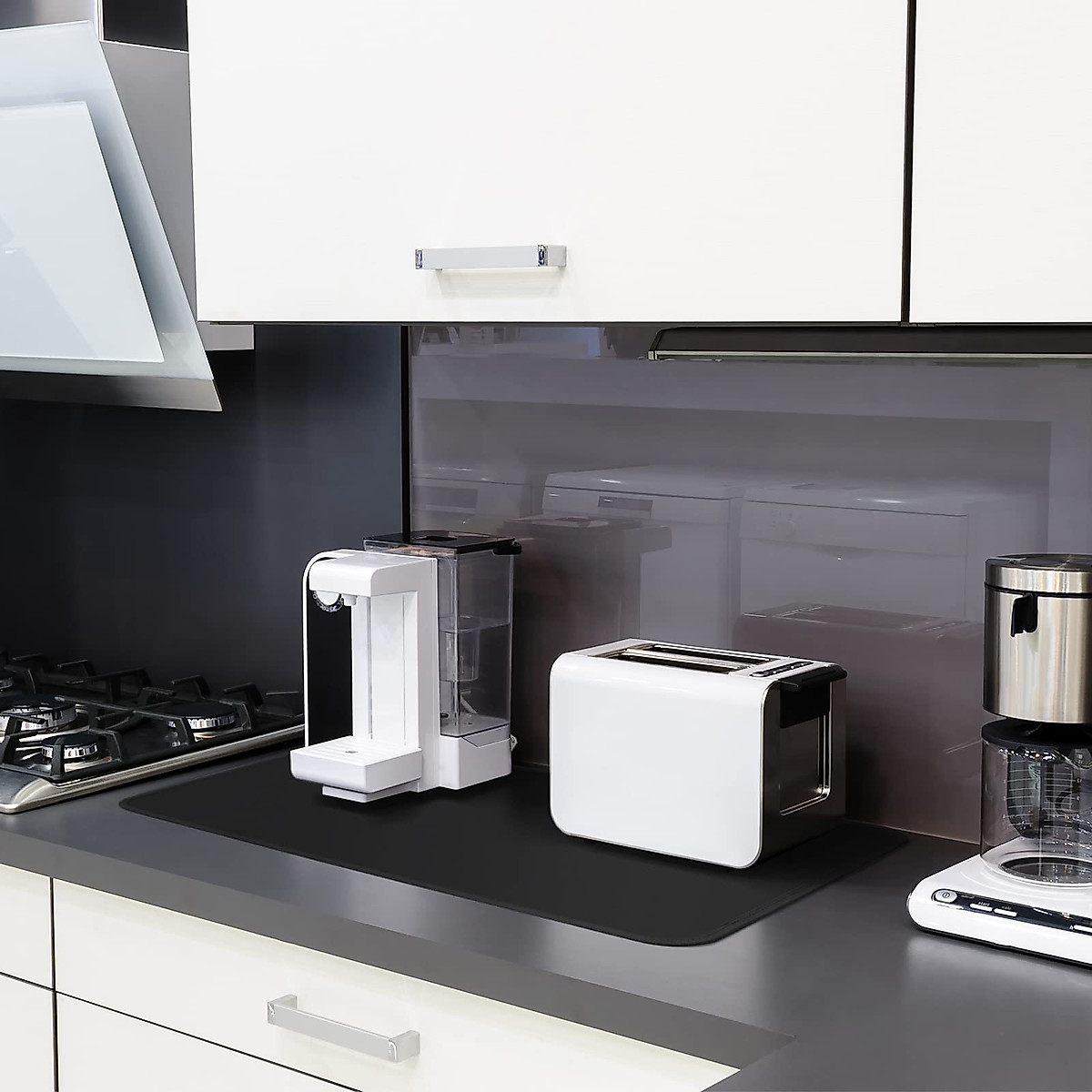 FLASLD Kitchen Coffee Maker Heat Resistant Mat, Waterproof Silicone Coffee Mat, Fireproof Countertop Protector Cover Mat Under Oven, Coffee Maker, Cutting Board, Bread Machine (Brown, 16"X25")