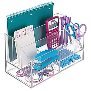 iDesign Plastic Tiered Divided Cosmetic Organizer with Drawers for Storage of Makeup, and Accessories on Vanity, Countertop, or Cabinet, 12.97" x 6.96" x 8.25" - Clear