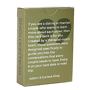 REALIZATIONS - Card Deck - Fun Game for Couples - 52 Questions to See How Well You Know Your Partner – Dating and Engaged Couples Gift – Conversation Starter