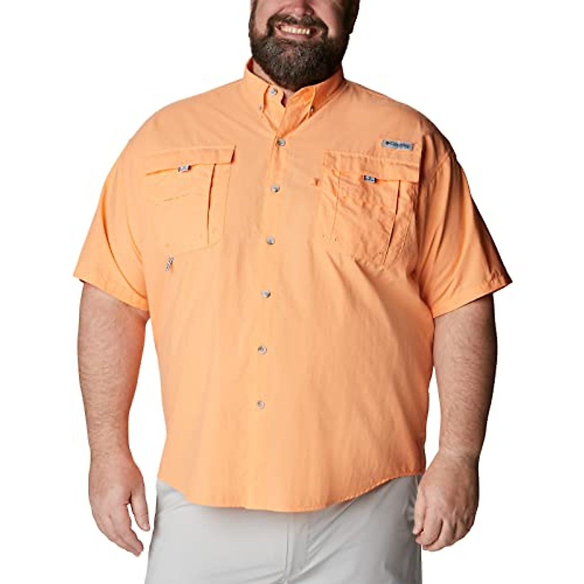 Columbia Men's Bahama II UPF 30 Short Sleeve PFG Fishing Shirt, Bright Nectar, Large