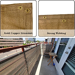 Vocray 3' x 16' Red Brown Balcony Privacy Screen Fence Cover UV Resistant Protection Heavy Duty for Deck, Patio, Backyard, Railing Shield, Cable Ties Included, 90%