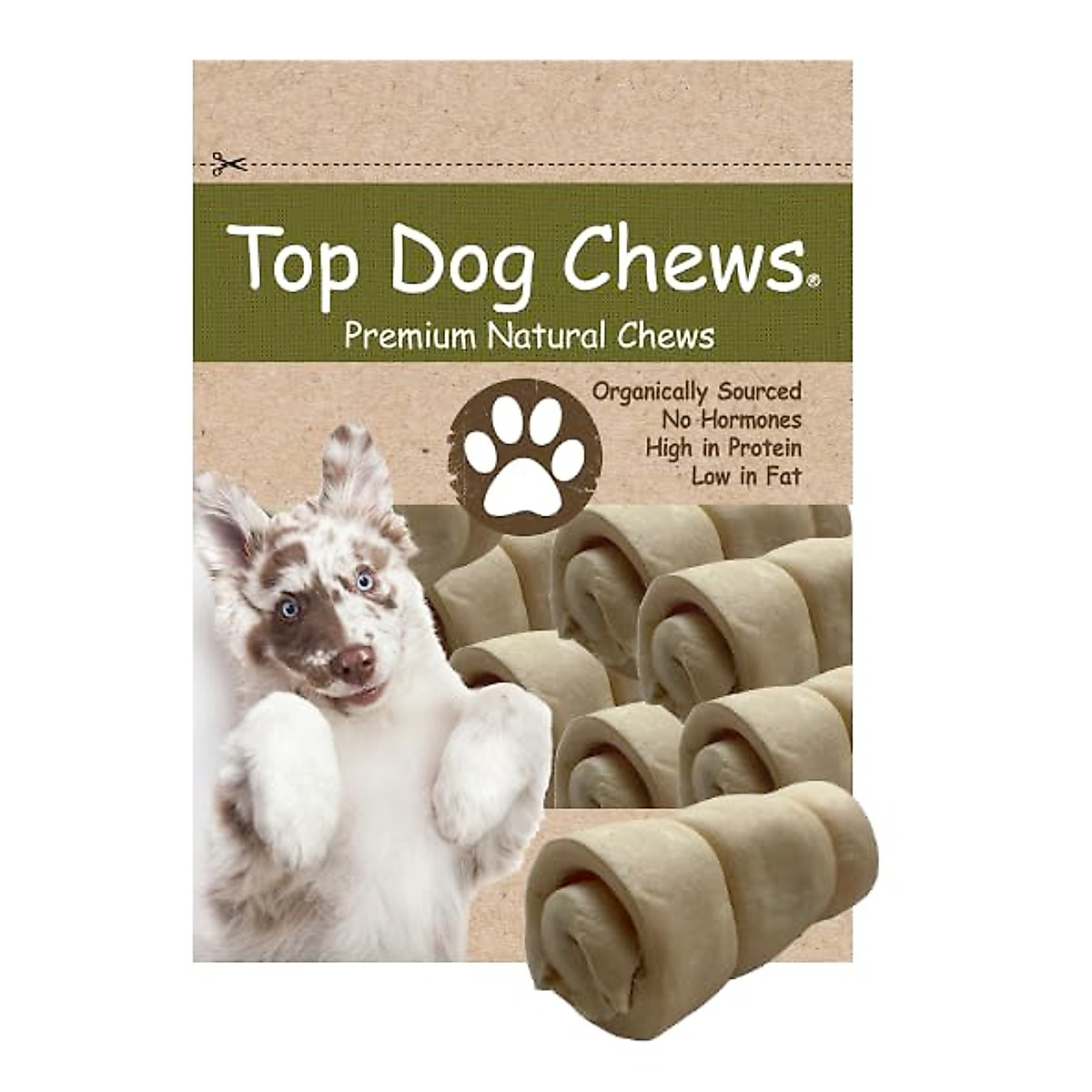 Top Dog Chews – 3” Mini Cheek Rolls, 10 Pack, Long Lasting Dog Bones for Aggressive Chewers, Rawhide Free Dog Treats
