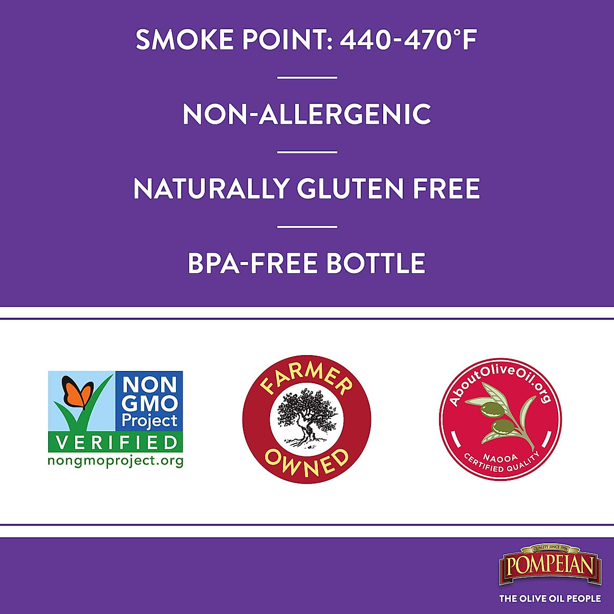 Pompeian Light Taste Olive Oil, Light, Subtle Flavor, Perfect for Frying & Baking, Naturally Gluten Free, Non-Allergenic, Non-GMO, 32 FL. OZ.