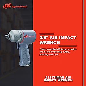Ingersoll Rand 2115TiMAX 3/8" Air Impact Wrench, 300 ft-lbs Torque, Titanium Hammer Case, Friction Ring Retainer, Pistol