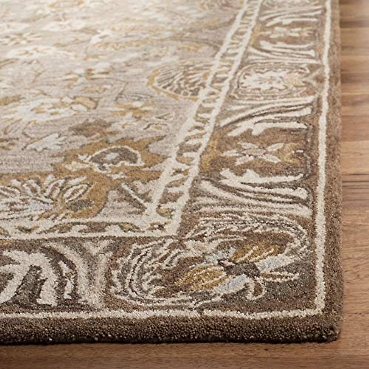 SAFAVIEH Anatolia Collection 8' x 10' Dark Grey / Brown AN558A Handmade Traditional Oriental Premium Wool Area Rug