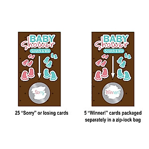 PROMO PRINTING GROUP, INC. Footprints Baby Shower Scratch Off Cards - (30 Cards) - Baby Shower Scratch Off Tickets - Shower Party Supplies - Baby Shower Raffle Tickets