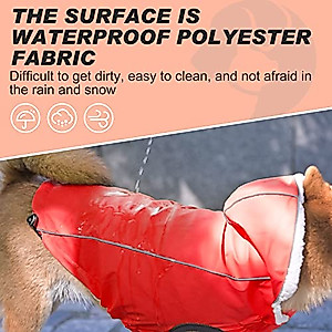 DILLYBUD Winter Dog Raincoat Jacket, Waterproof Windproof Hooded Slicker Poncho with Fleece Liner and Leash Hole for Small to X-Large Dogs and Puppies Boys Girls Dog Clothes for Cold Days,Red S