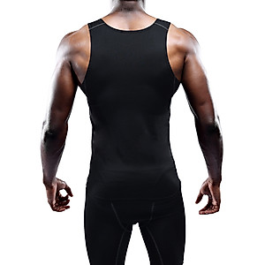 NELEUS Men's Athletic 3 Pack Compression Under Base Layer Sport Tank Top,Black,M,EUR L