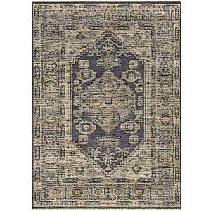 Hauteloom Huntspill Wool Living Room, Bedroom Area Rug - Traditional - Black, Charcoal, Peach - 8' x 10'